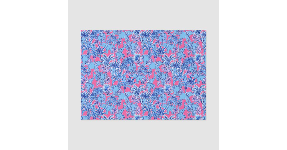 Preppy Palm Beach Print Blue Elephants Tissue Paper | Zazzle