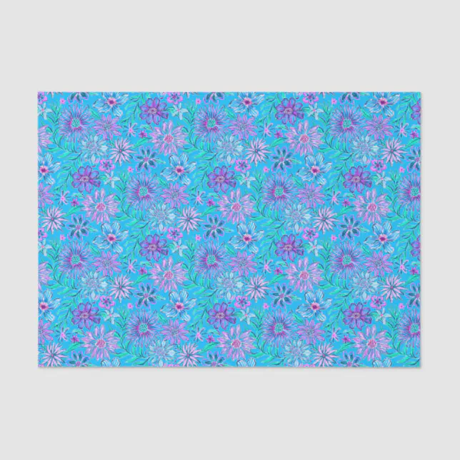 Preppy Palm Beach Print Blue Flowers Tissue Paper | Zazzle