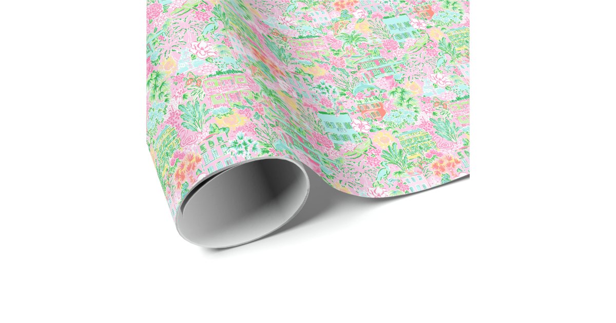 Preppy Palm Beach Print Pastel Charleston Wrapping Paper | Zazzle