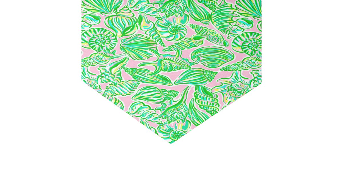 Preppy Palm Beach Print Pink & Green Seashells Tissue Paper | Zazzle