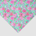 Preppy Palm Beach Print Teal with Pink Flowers Tissue Paper | Zazzle