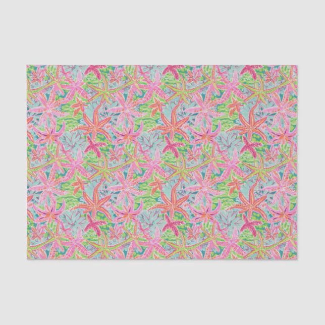 Preppy Palm Beach Tropical Starfish Pattern Tissue Paper | Zazzle
