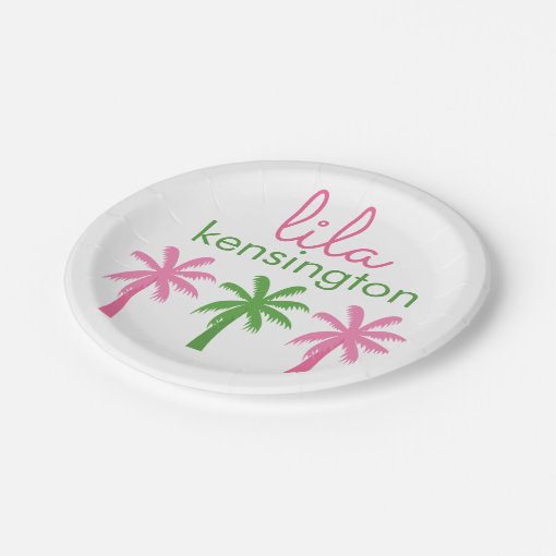 Preppy Palm Trees Personalized Party Plates | Zazzle
