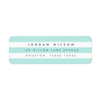 Preppy Pastel Mint & White Stripes Return Address Label | Zazzle