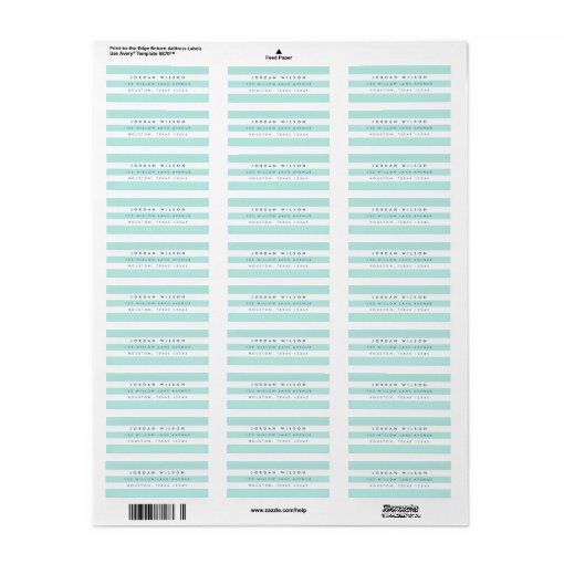 Preppy Pastel Mint & White Stripes Return Address Label | Zazzle