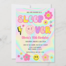 Preppy Pastel Pink Y2K Sleep Over Party Birthday Invitation | Zazzle