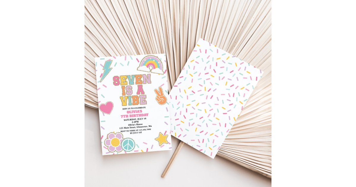 Preppy Patch 7TH Birthday Invitation | Zazzle
