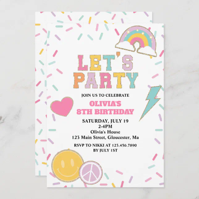 Preppy Patch Birthday Invitation | Zazzle