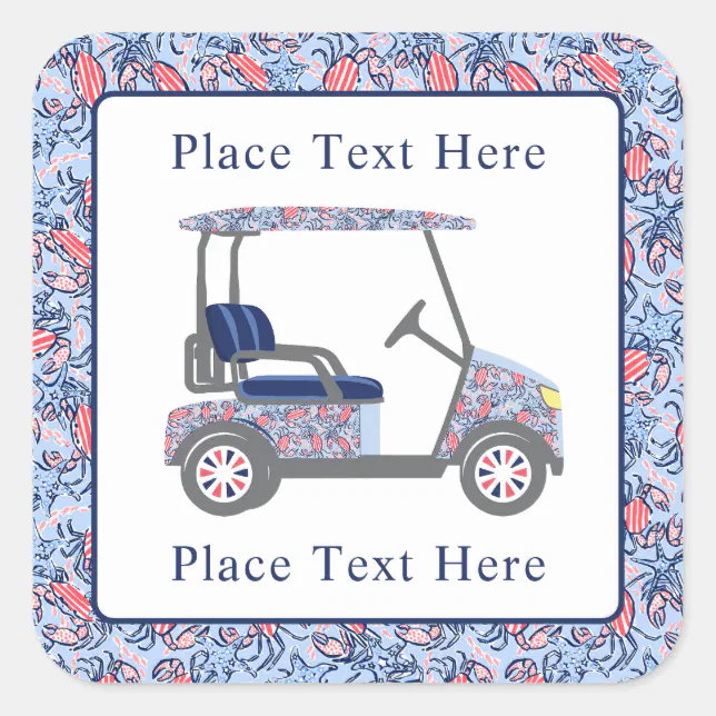 Preppy Patriotic Crabs Golf Cart Square Sticker | Zazzle