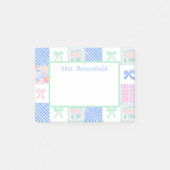 Preppy personalized custom name teacher post-it notes | Zazzle
