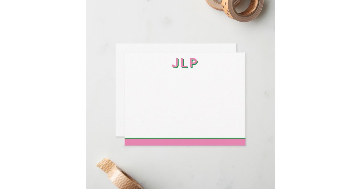 Preppy Personalized Initial Note Card | Zazzle