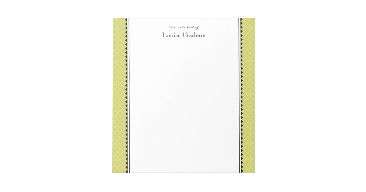 Preppy Personalized Stationary - lime & black Notepad | Zazzle