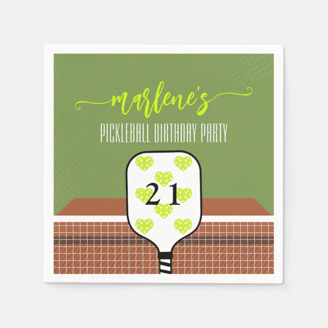 Preppy Pickleball Paddle Photo Dink Birthday Party Napkins | Zazzle