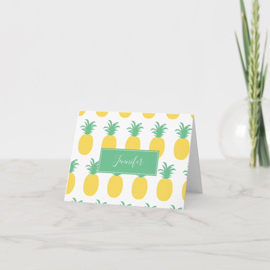 Preppy Pineapple Personalized Stationery Thank You Card | Zazzle