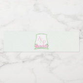Preppy Pink And Green Couples Crest Wedding Shower Water Bottle Label ...
