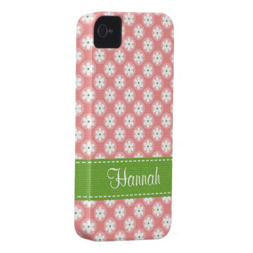 Preppy Pink and Green Daisy iPhone 4 Case Cover | Zazzle