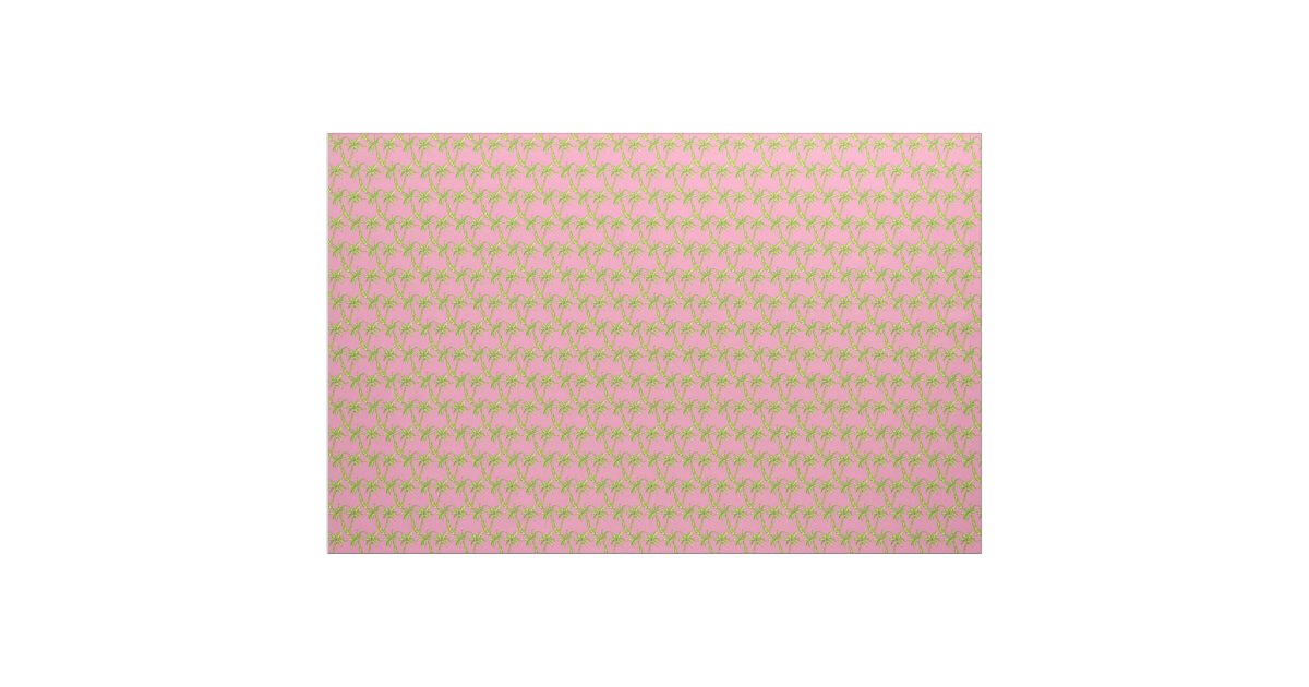 Preppy Pink and Green Palm Tree fabric | Zazzle