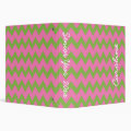 Preppy Pink and Green Personalized Chevron Binder | Zazzle
