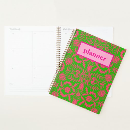 Preppy Pink and Green Planner | Zazzle