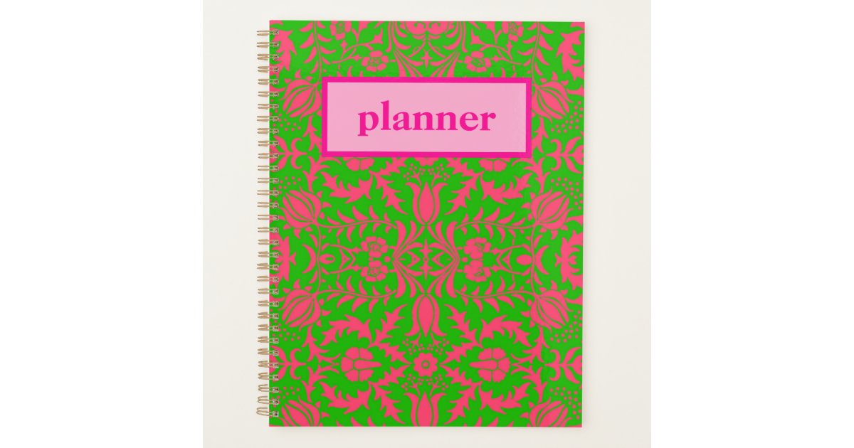 Preppy Pink and Green Planner | Zazzle