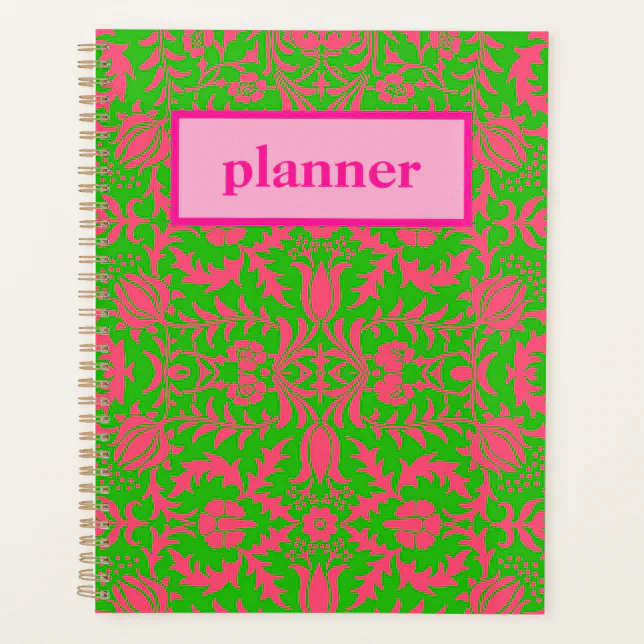 Preppy Pink and Green Planner | Zazzle