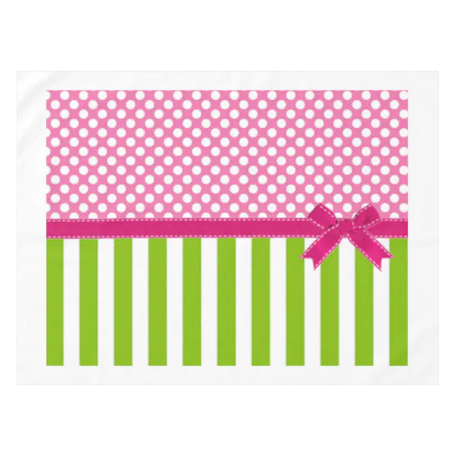 Preppy Pink and Lime Green Striped Tablecloth | Zazzle