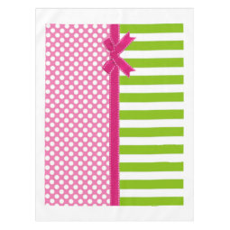 Preppy Pink and Lime Green Striped Tablecloth | Zazzle