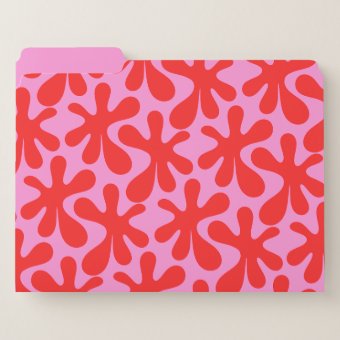 Preppy Pink and Red Amoeba Contemporary Pattern File Folder | Zazzle