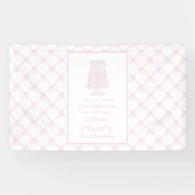 Preppy Pink Birthday Cake First birthday Editable Banner | Zazzle