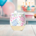 Preppy Pink Blue Sea Turtles Stemless Wine Glass | Zazzle