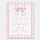 Preppy pink bow baby shower welcome sign board | Zazzle