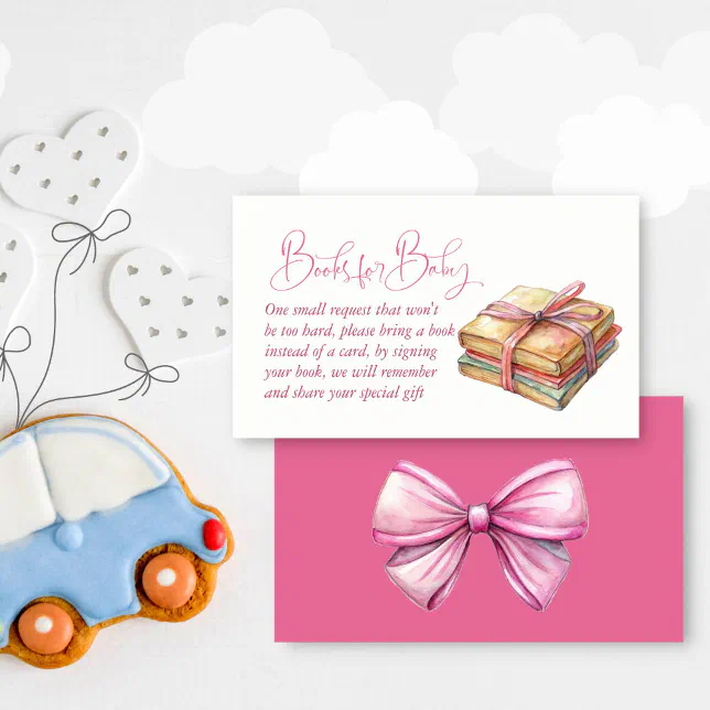 Preppy pink clothesline baby shower book request enclosure card | Zazzle
