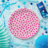 Preppy Pink Dots Modern Animal Print Spots Paper Plates | Zazzle