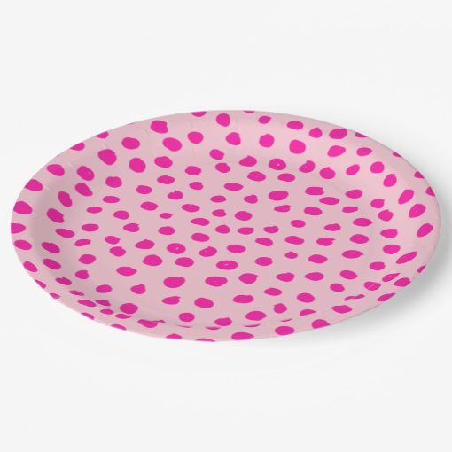 Preppy Pink Dots Modern Animal Print Spots Paper Plates | Zazzle