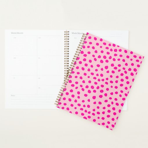 Preppy Pink Dots Modern Animal Print Spots Planner | Zazzle