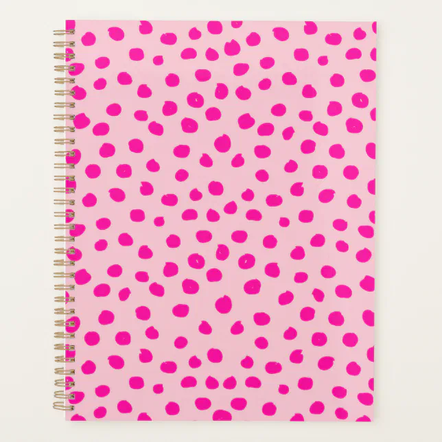 Preppy Pink Dots Modern Animal Print Spots Planner | Zazzle