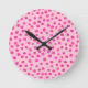 Preppy Pink Dots Modern Animal Print Spots Round Clock | Zazzle