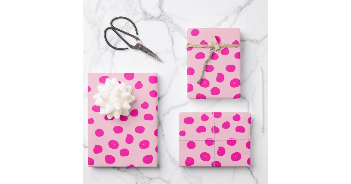 Preppy Pink Dots Modern Animal Print Spots Wrapping Paper Sheets | Zazzle