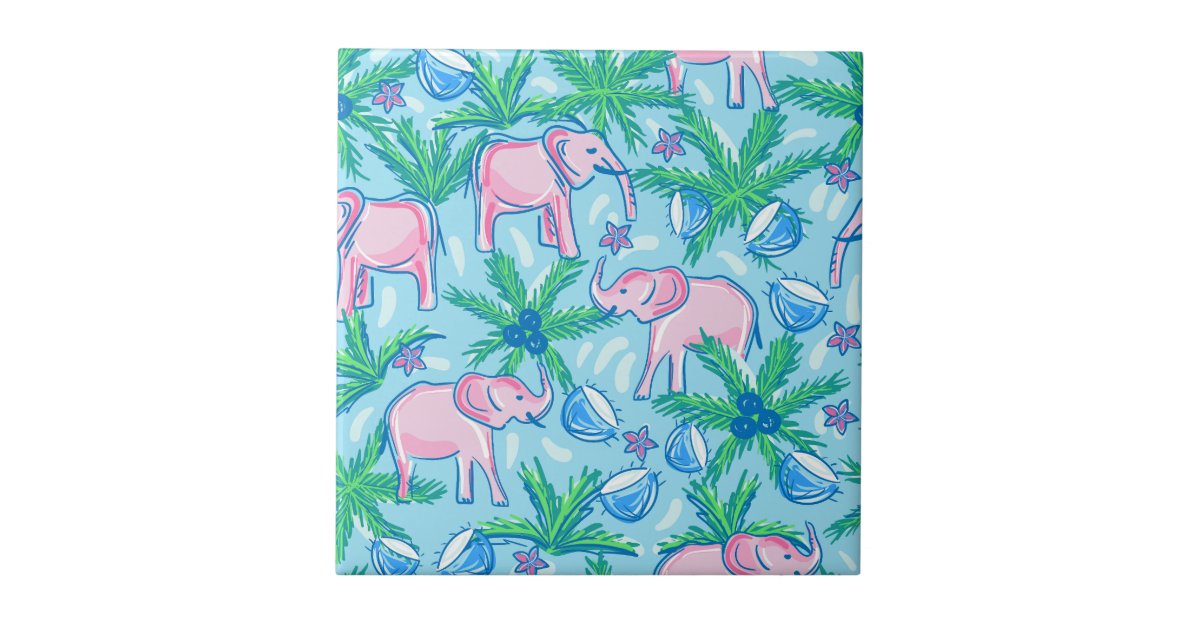 Preppy Pink Elephant Ceramic Tile | Zazzle