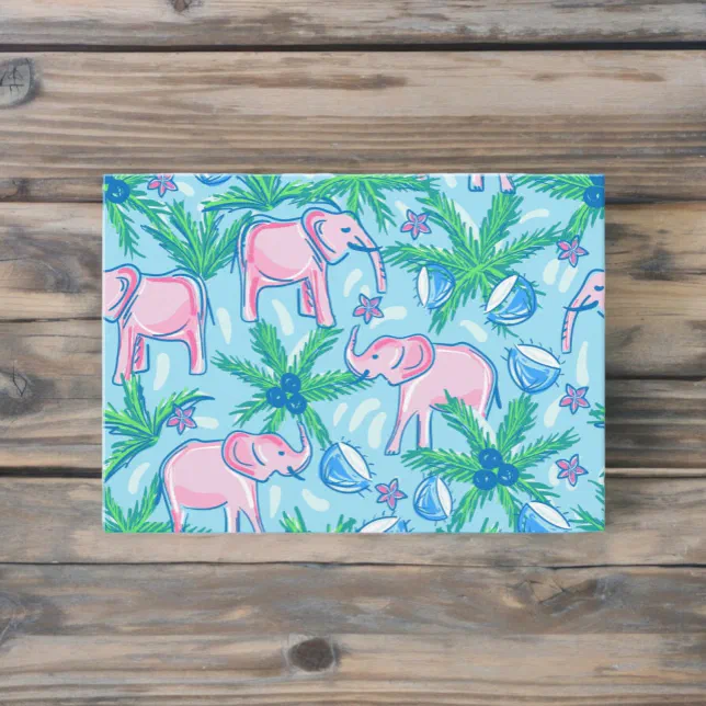 Preppy Pink Elephant Note Card | Zazzle