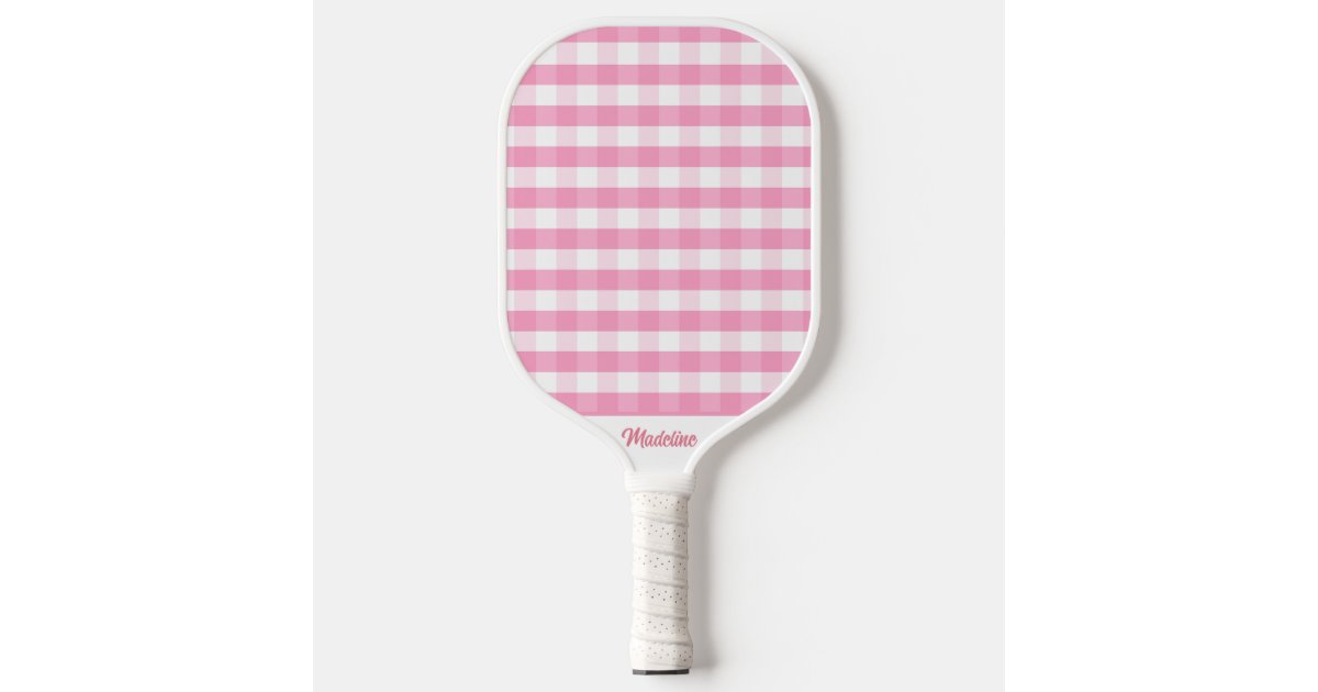 Preppy Pink Gingham Pickleball Paddle | Zazzle