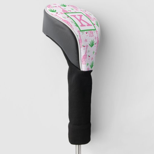 Preppy Pink Giraffe Cosmopolitan Monogram Golf Head Cover | Zazzle