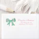 Preppy Pink & Green Holly Bow Return Address Label | Zazzle