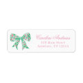 Preppy Pink & Green Holly Bow Return Address Label | Zazzle