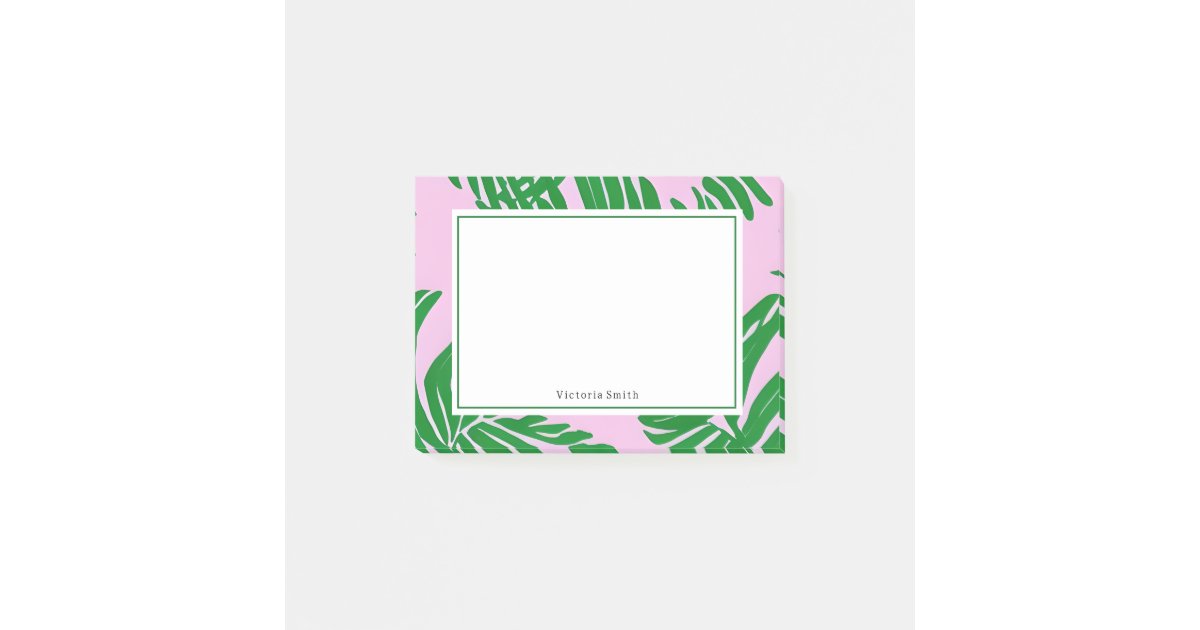 Preppy Pink Green Palm Tree Post-it Notes | Zazzle