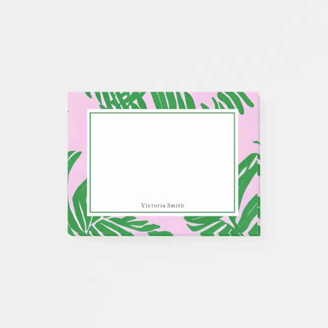 Preppy Pink Green Palm Tree Post-it Notes | Zazzle