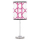Preppy Pink Navy Trellis Bamboo Pattern Monogram Table Lamp | Zazzle