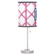 Preppy Pink Navy Trellis Bamboo Pattern Monogram Table Lamp | Zazzle