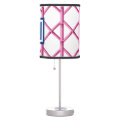 Preppy Pink Navy Trellis Bamboo Pattern Monogram Table Lamp | Zazzle