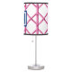 Preppy Pink Navy Trellis Bamboo Pattern Monogram Table Lamp | Zazzle